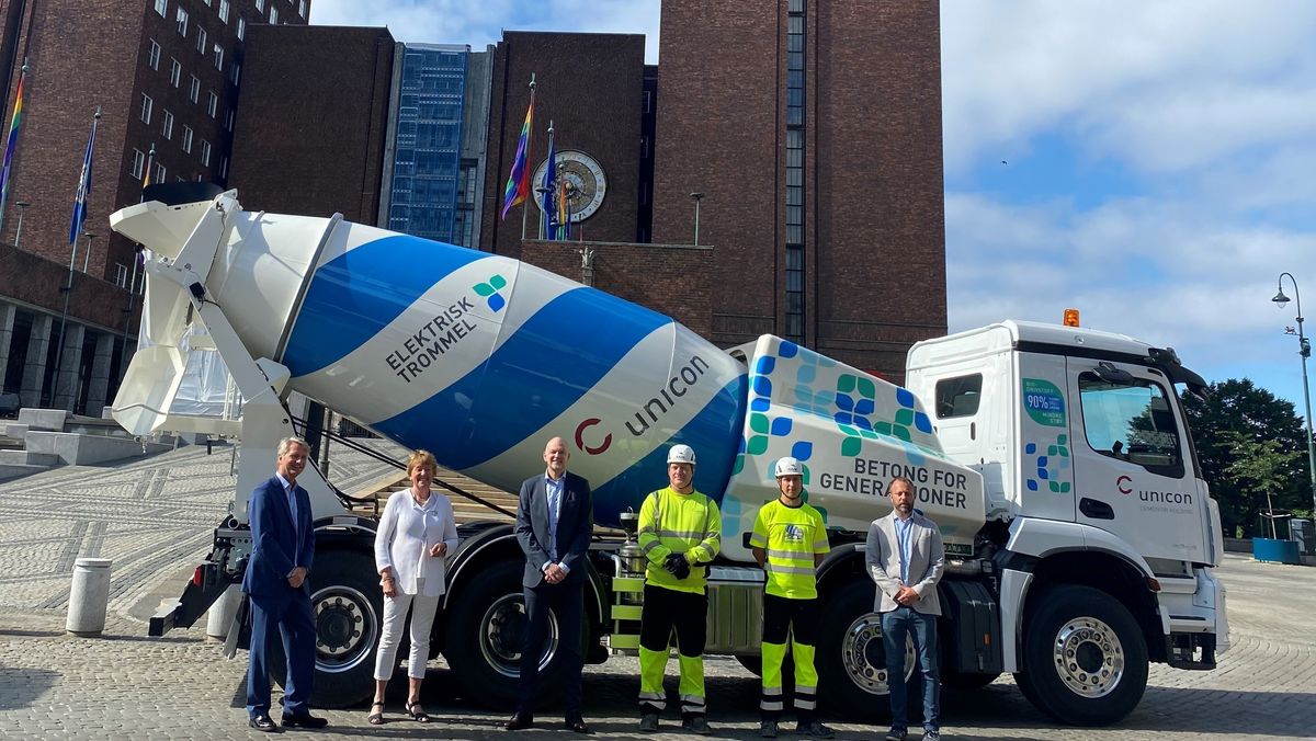 Unicon lanserer betongbiler med batteridrevet elektrisk trommel | Tu.no